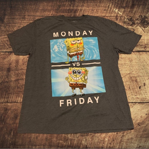 Hot Topic | Shirts | Neff Spongebob Mondays Vs Fridays Funny Meme Shirt ...